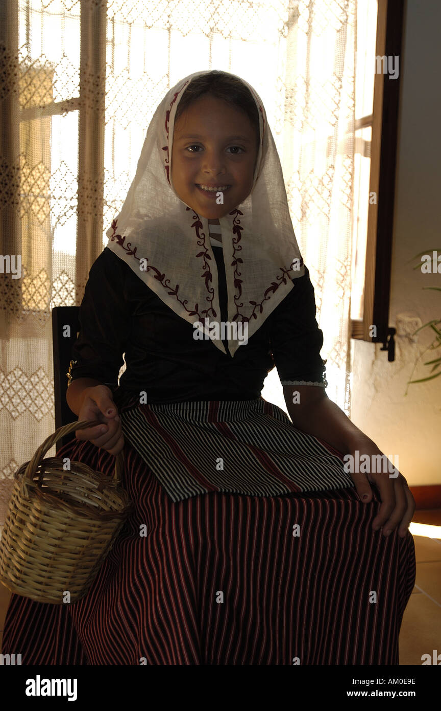Girl in traditional Clothes from Mallorca Pagesa Majorca Spain Europe ...