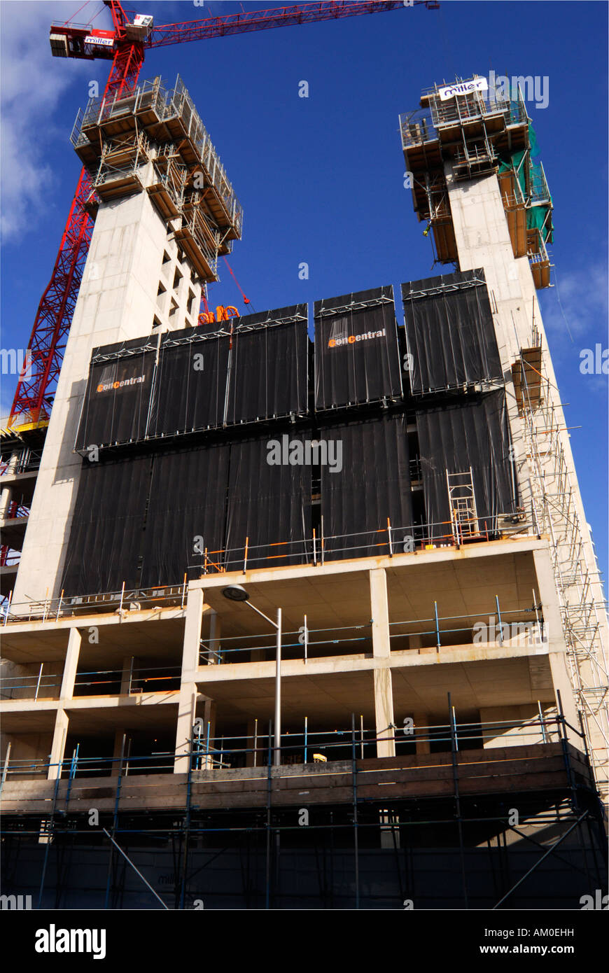 concrete building core and crane Stock Photo - Alamy