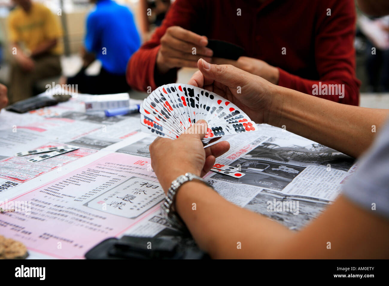 China, Macau, cards players in the Camoes garden Stock Photo - Alamy
