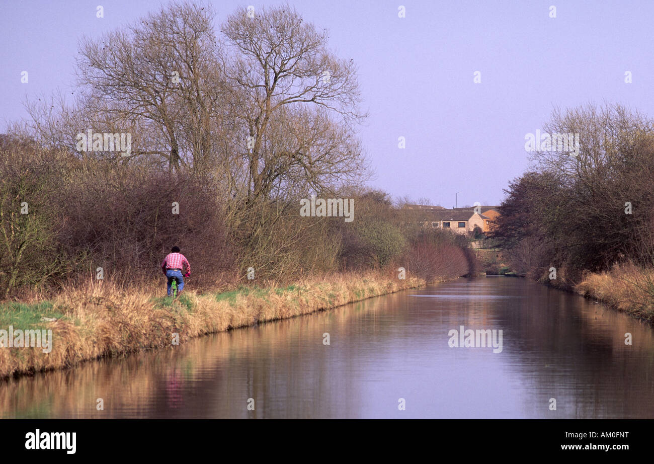 Cycling on the canal towpath, UK Stock Photo - Alamy