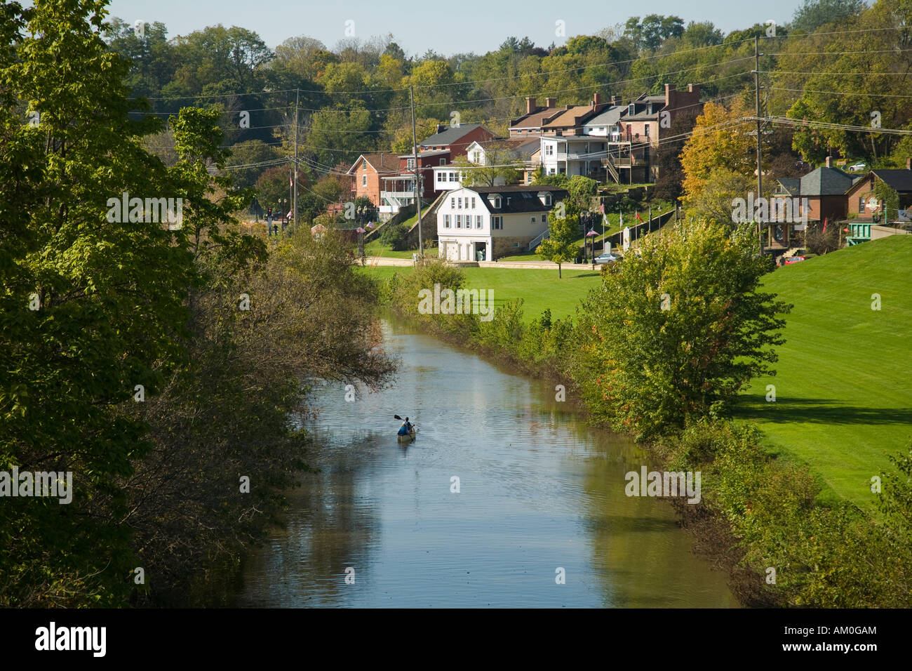 ILLINOIS Galena Kayak on Galena River near downtown area Stock Photo ...