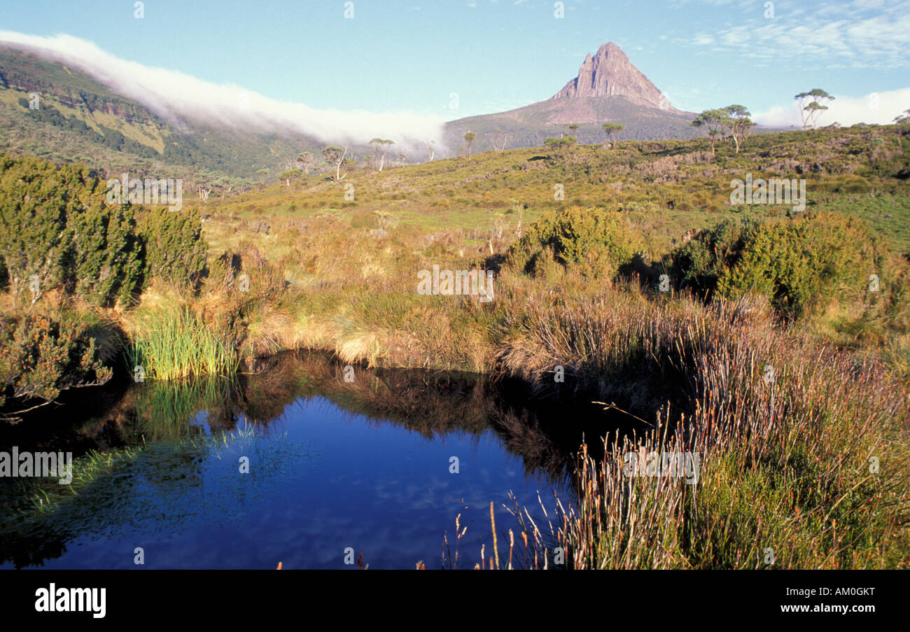 Australia, Tasmania, Overland Track, Waterfall Valley and Barn Bluff ...