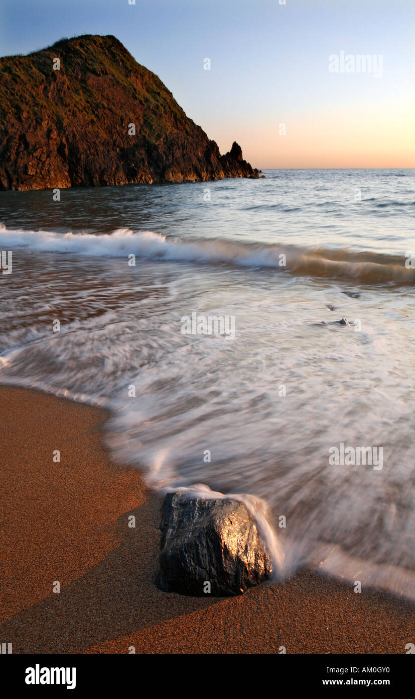 Sunset on Hope Cove Beach Stock Photo - Alamy