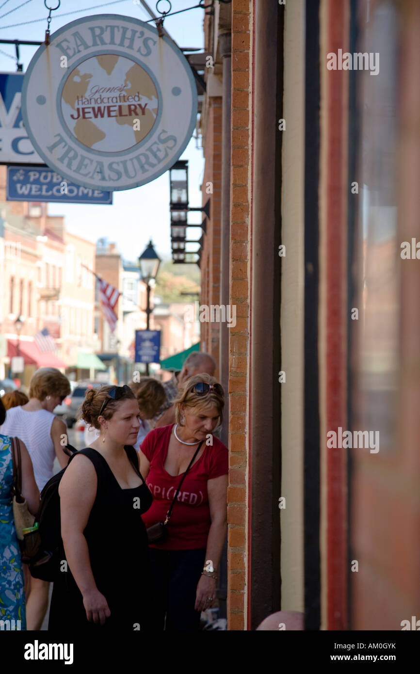 ILLINOIS Galena Shoppers on Main Street in downtown shopping district ...