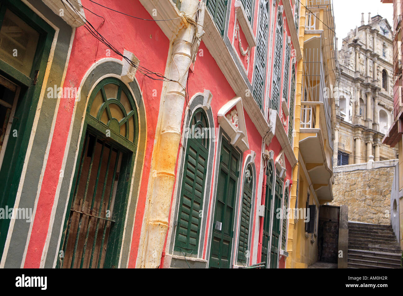 China, Macau, historical colonial center and Saint Paul cathedral Stock ...
