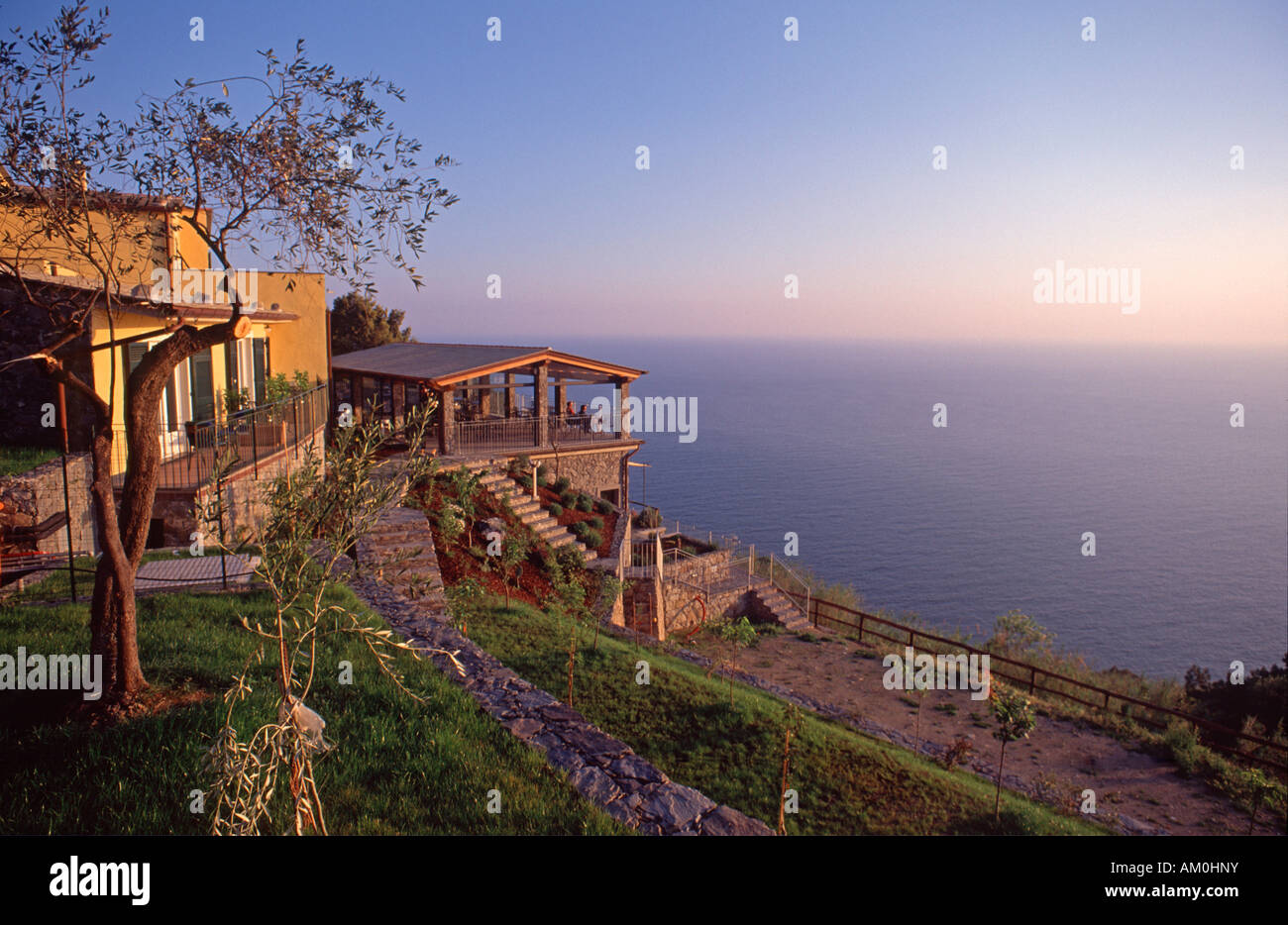 Evening mood at the ligurian coast, Italy Stock Photo - Alamy