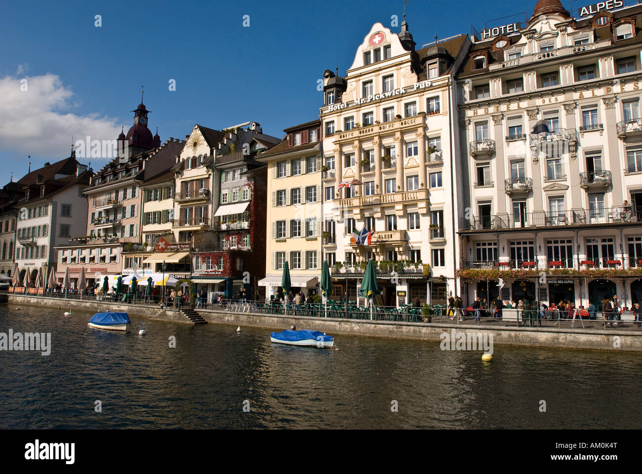 Lakeside Promenade with facades, Lucerne, Switzerland Stock Photo - Alamy