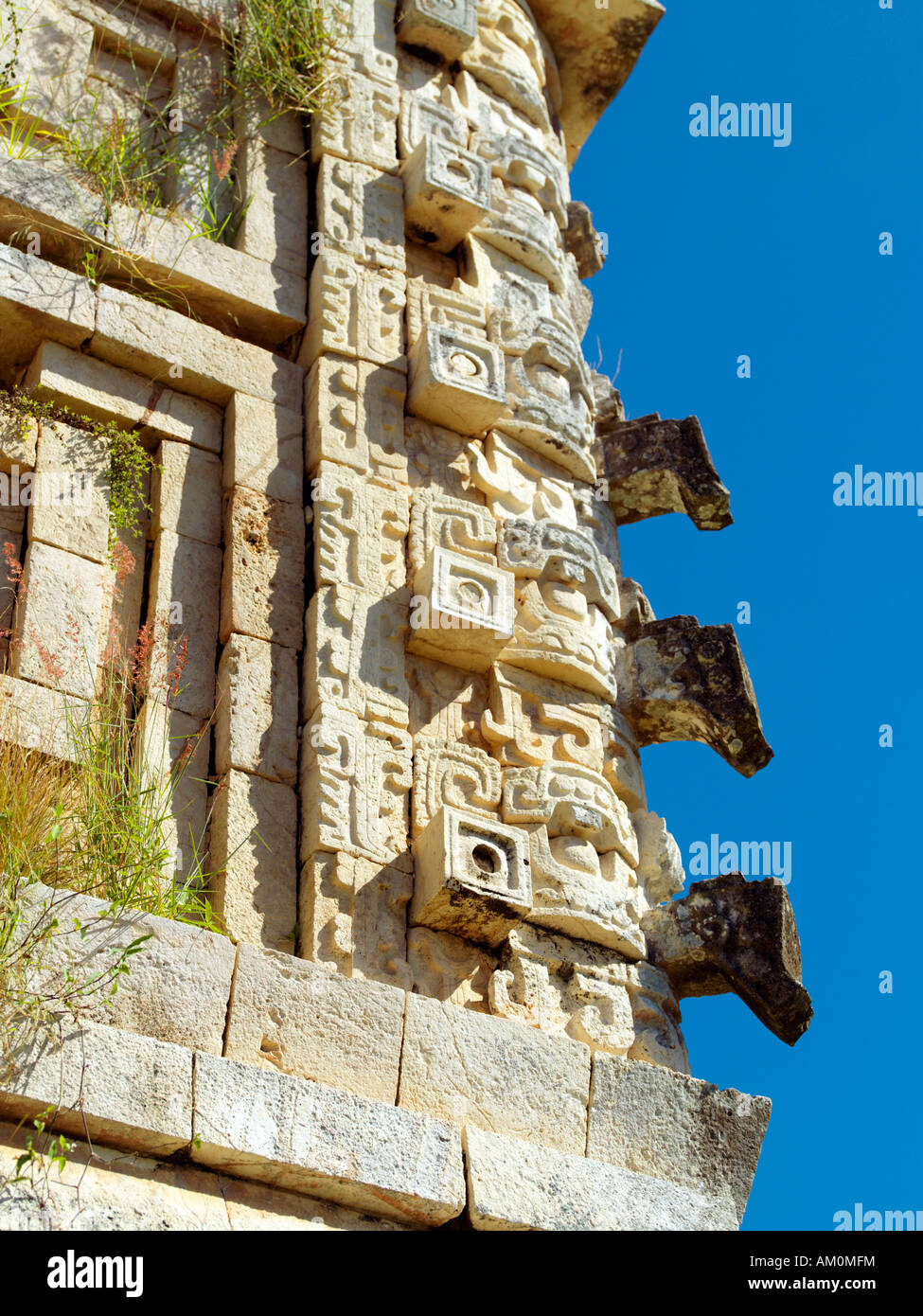 Cornice detail of the Cuadrangulo de las Monjas at Uxmal in Mexico's ...