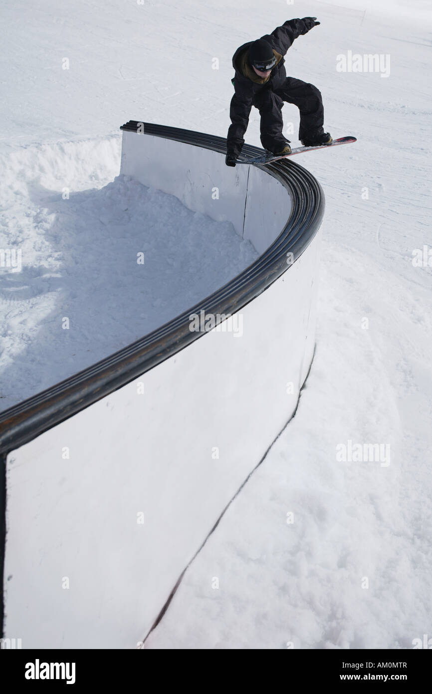 Snowboarder railslide hi-res stock photography and images - Alamy