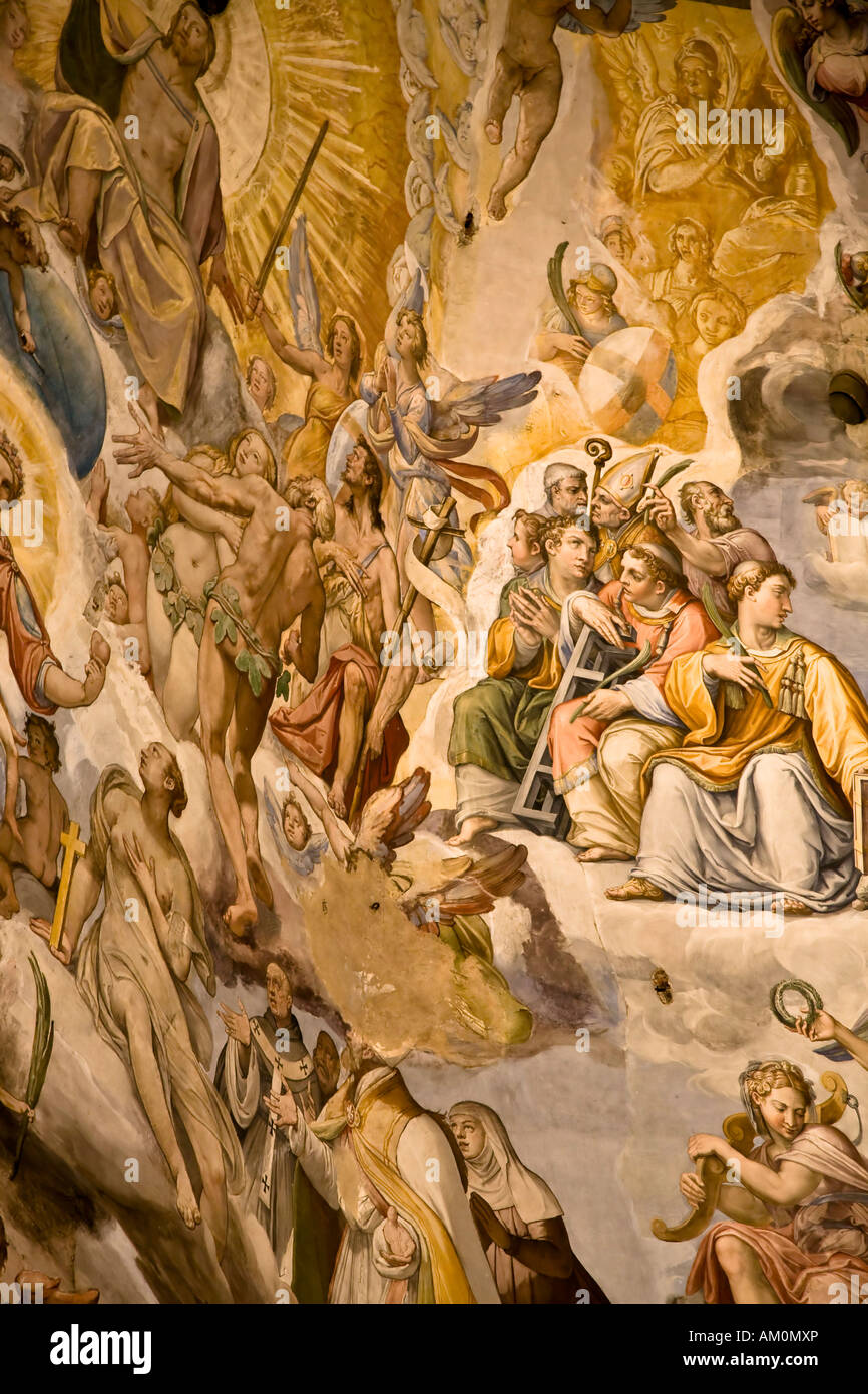 Ceiling mural in the cathedral cupola of the Santa Maria del Fiore ...