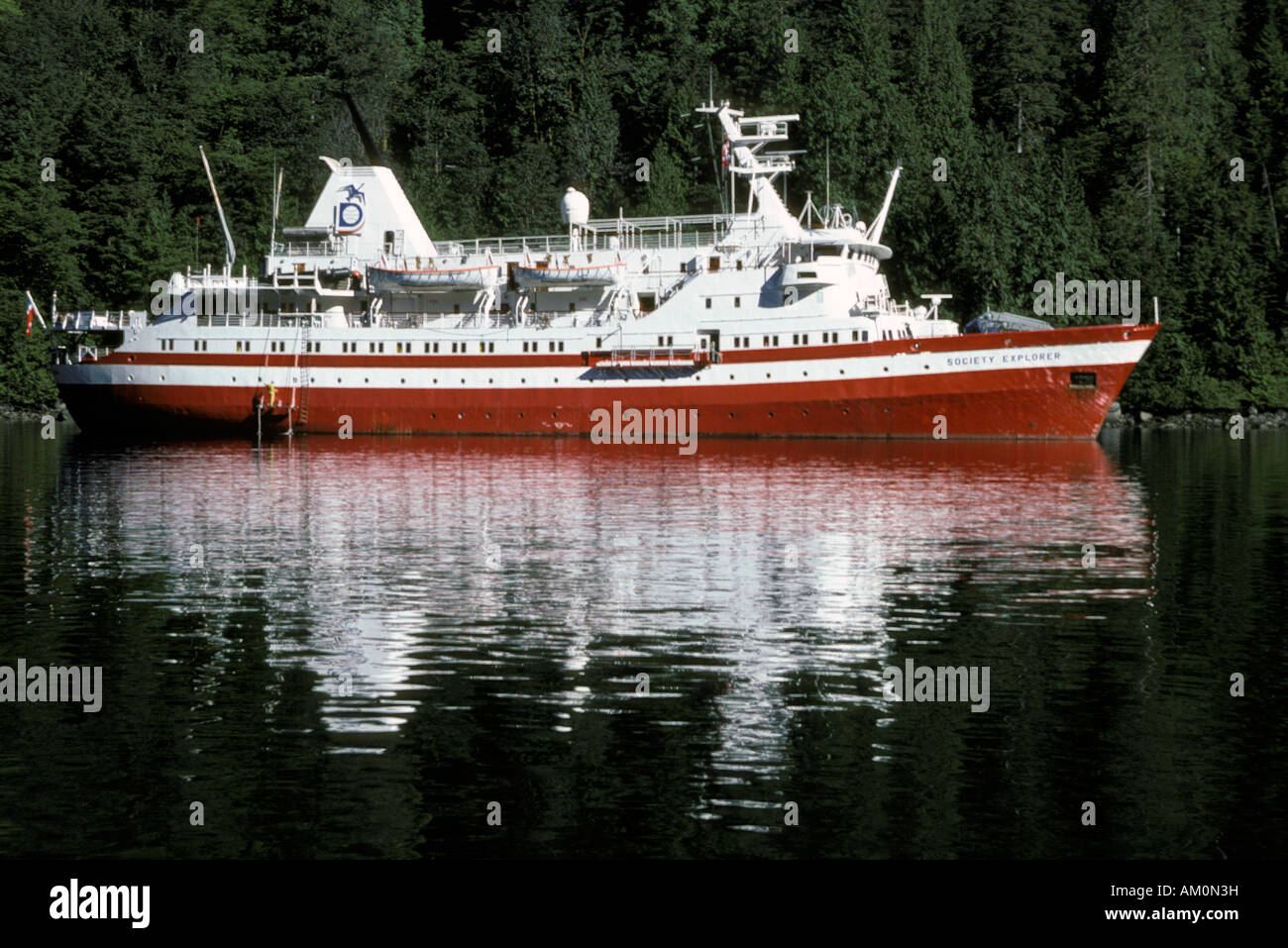 Society Explorer cruise ship anchored in Canadian fjords Stock Photo ...