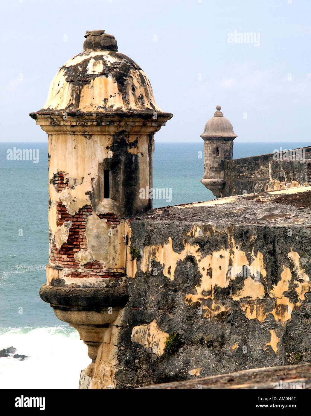 Guard houses sit atop the walls of El Morro, the fort at the entrance ...