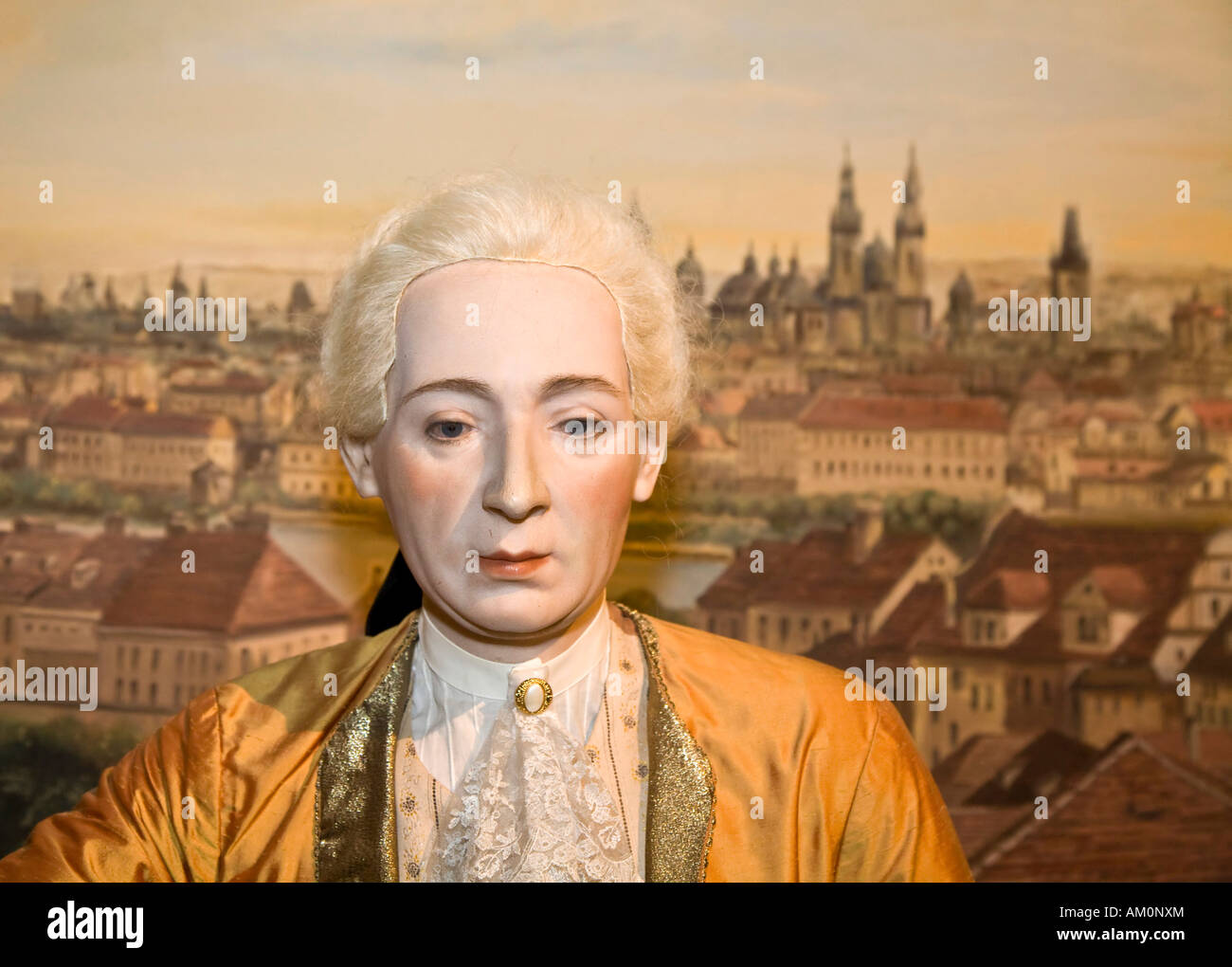 Wolfgang Amadeus Mozart as a wax figure Wax museum of Prague Czechia ...