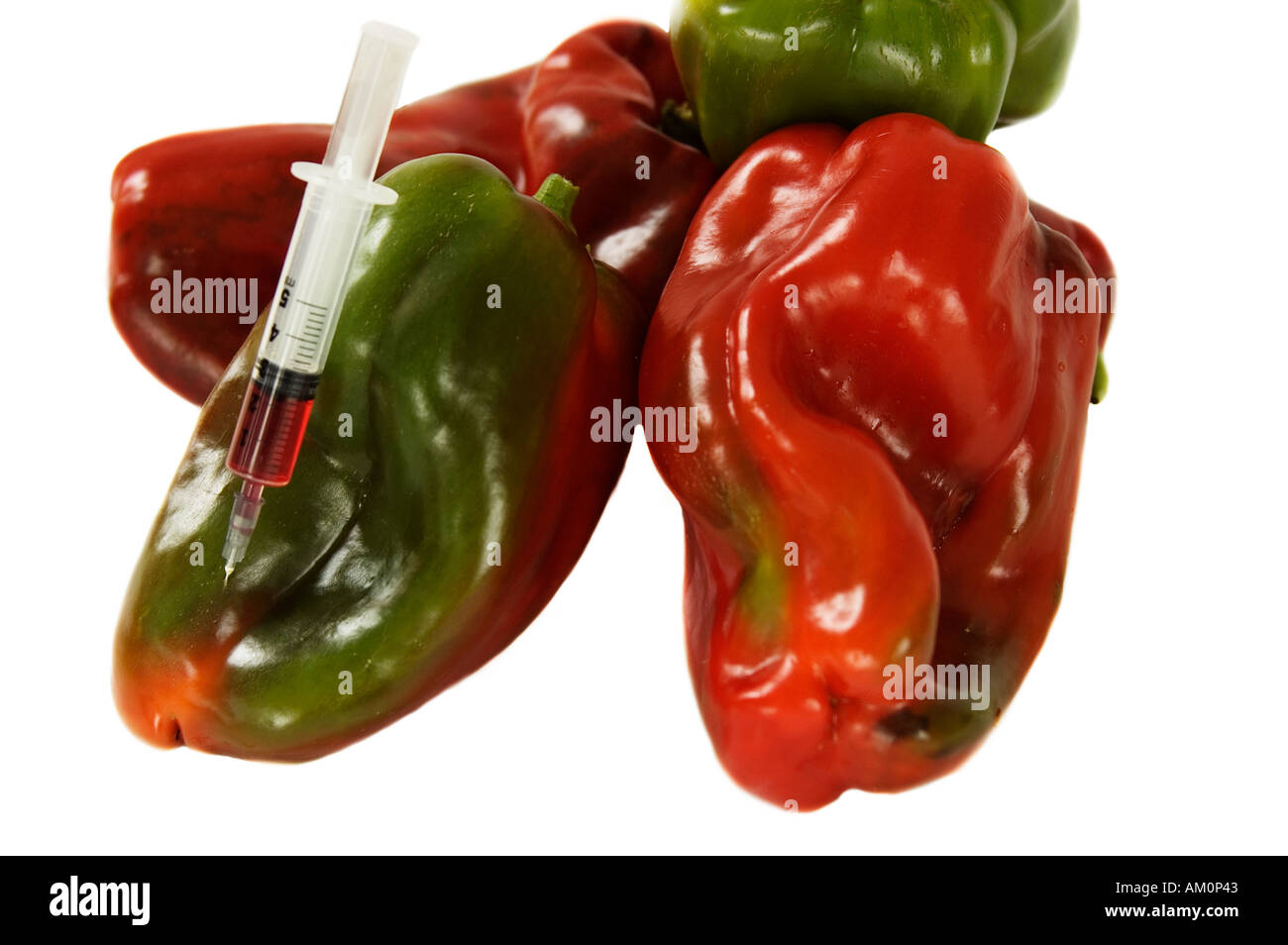 syringe in a peppers gm ogm food genetic modificarion genetically ...