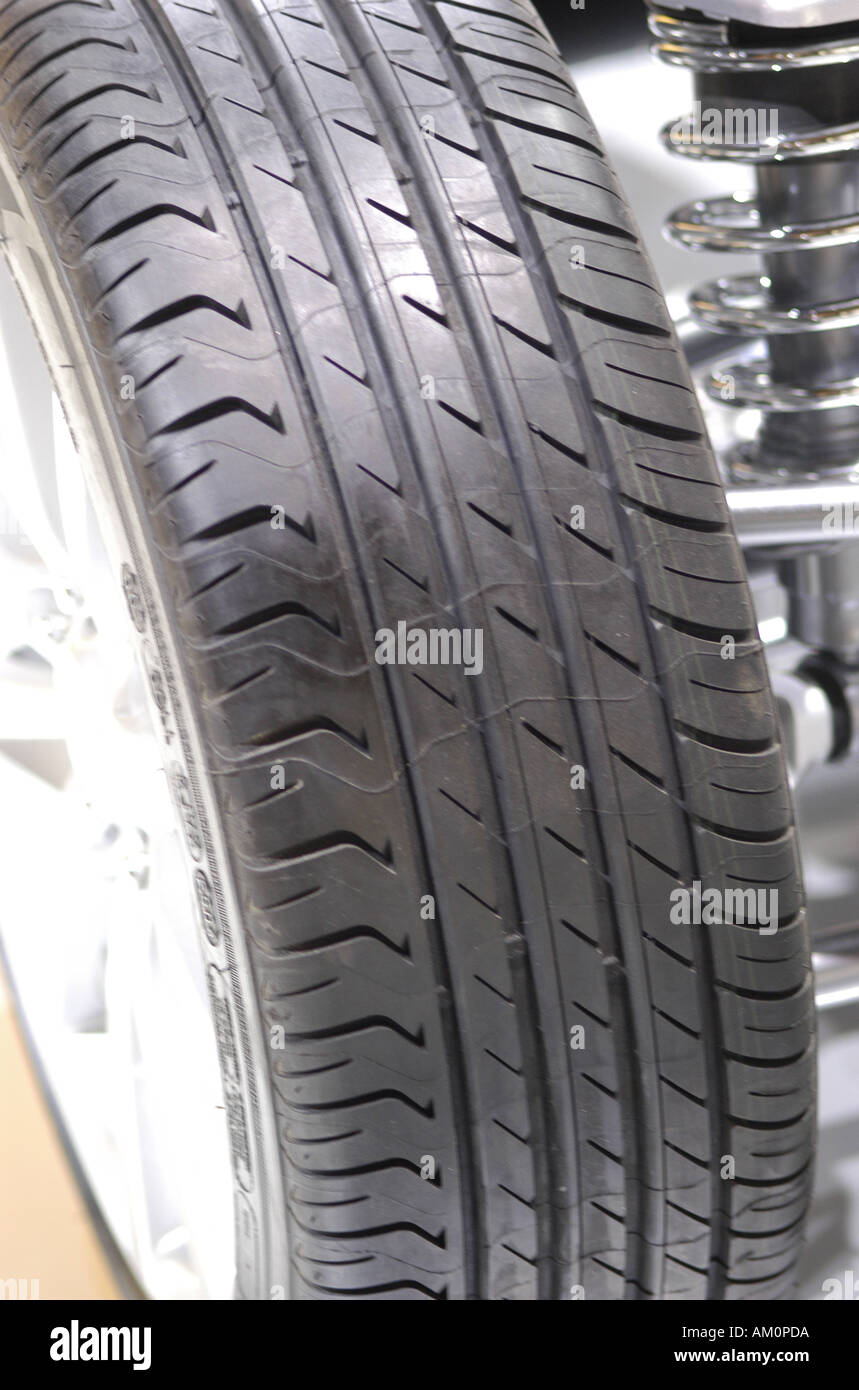 Wheel tyre tire tread tire wear vehicle automobile car Stock Photo - Alamy