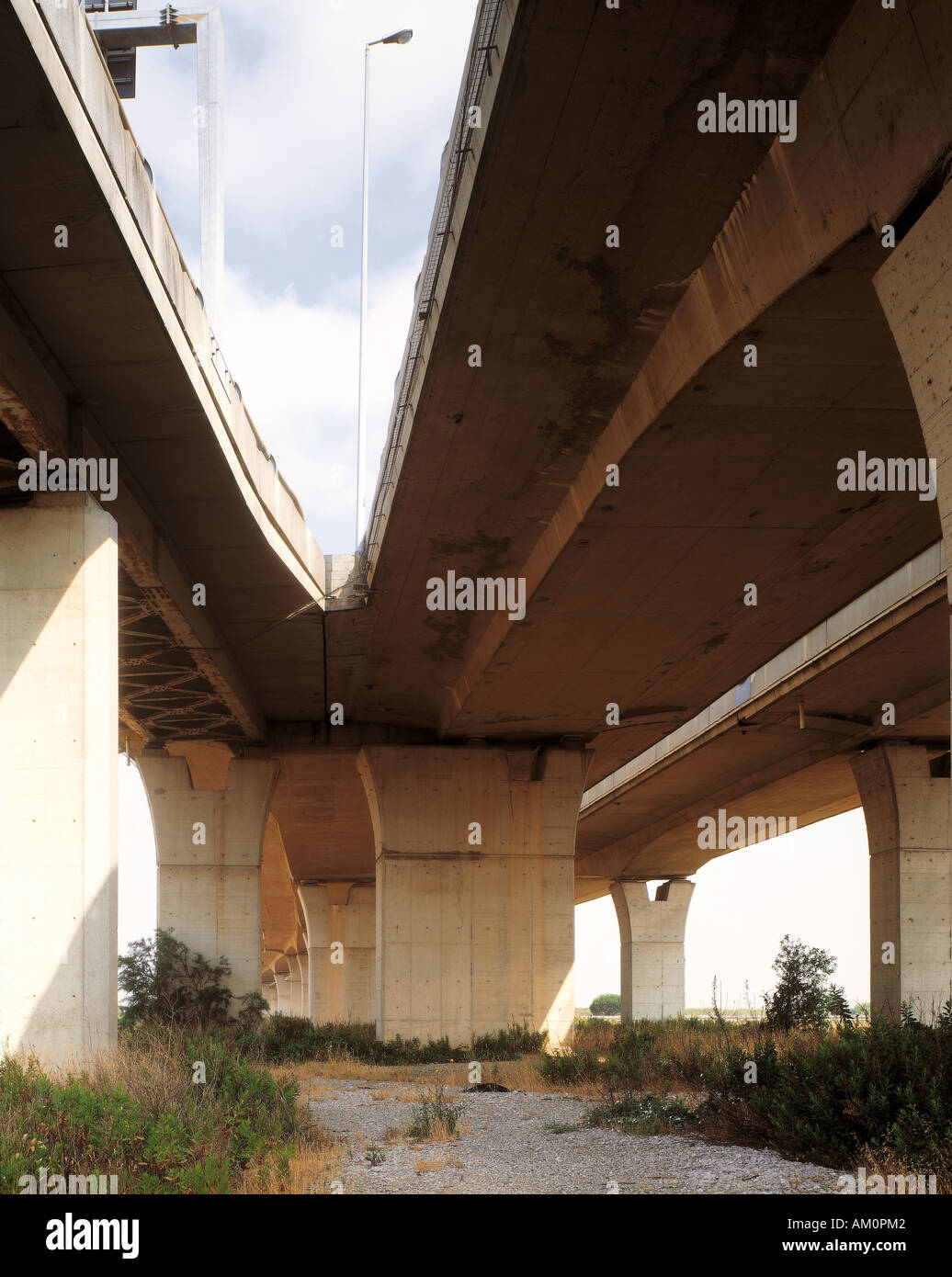 Viaduct of motorway expressway concrete road concept super elevated hi ...