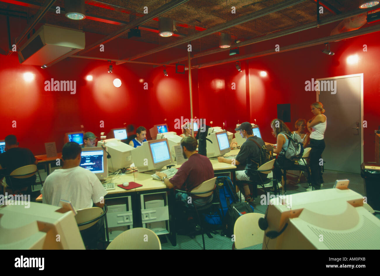 Sweden Scandinavia Stockholm Internet cafe interior of the Kulturhuset ...