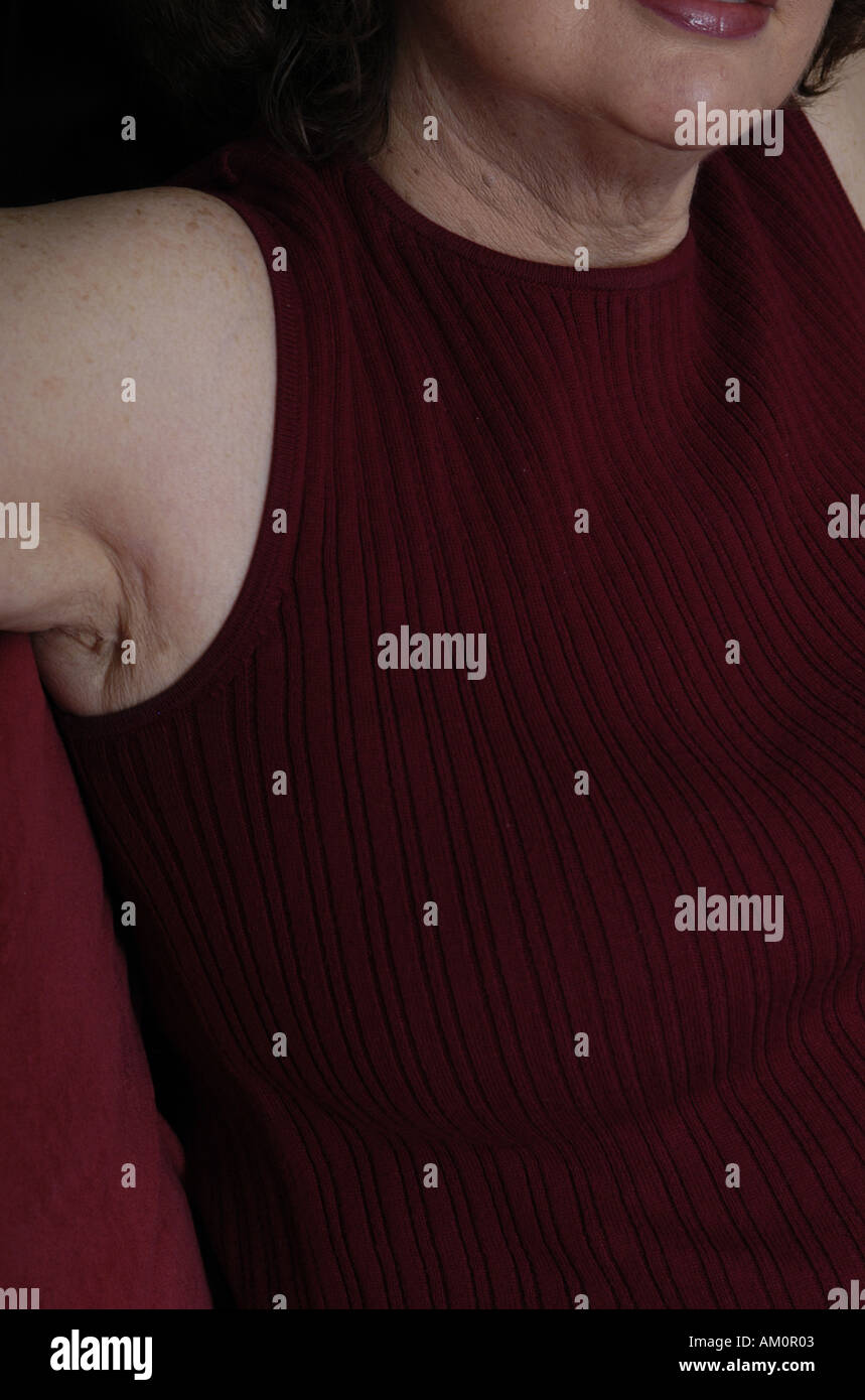 Red vest woman red top vest armpit arm pit girl lady female Stock Photo ...