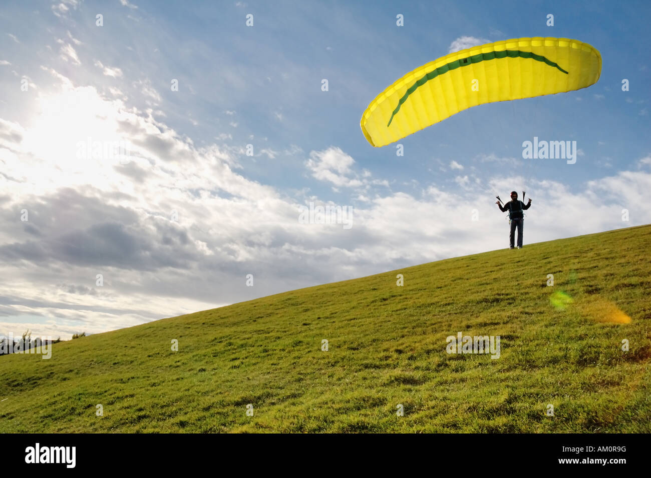 A paraglider set up for launch Stock Photo - Alamy