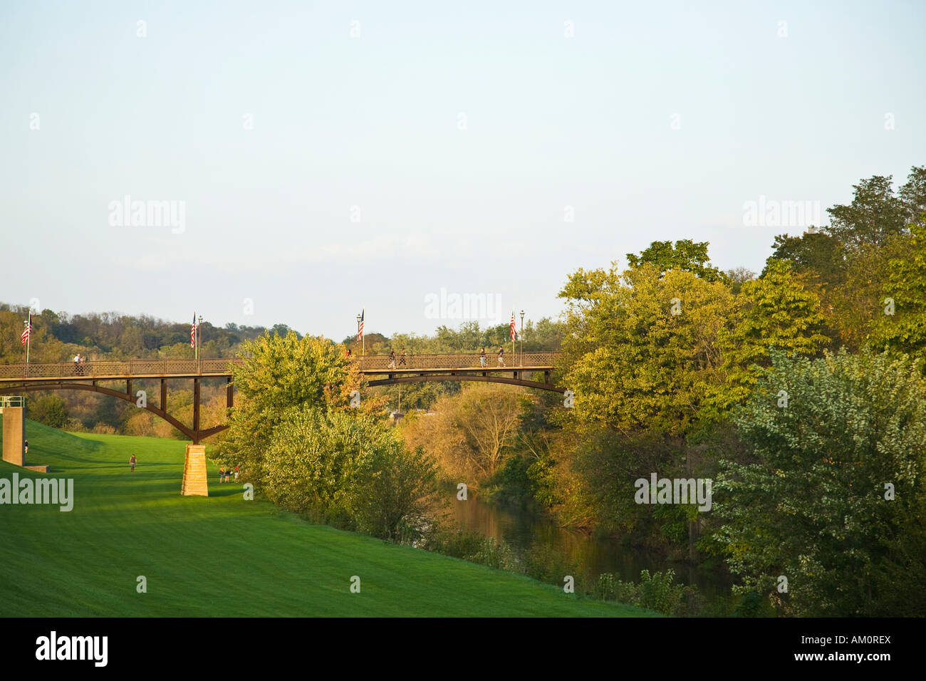 ILLINOIS Galena Pedestrian bridge over Galena River travel between ...