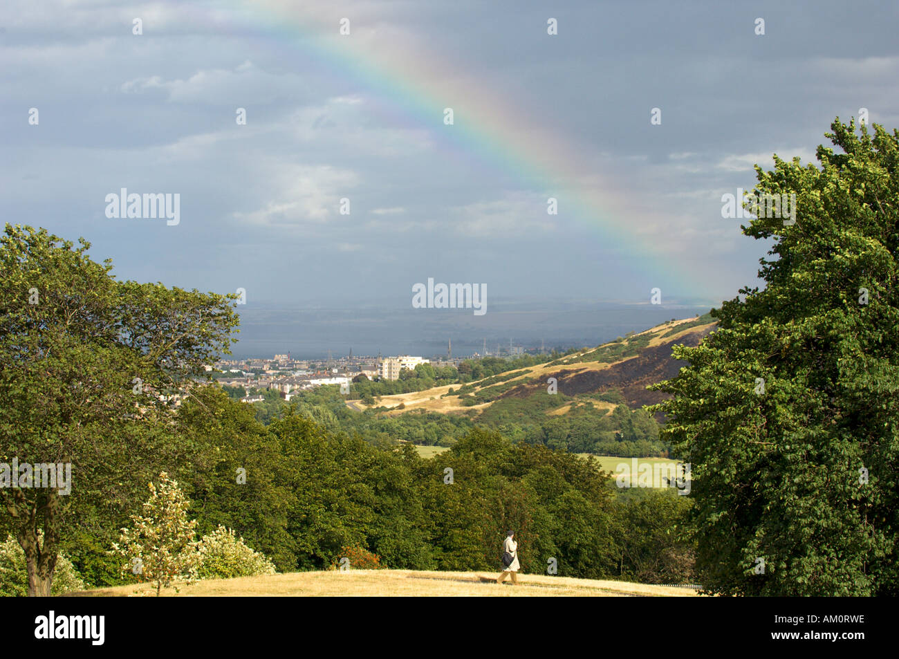 A rainbow over Edinburgh, seen from Carlton Hill Stock Photo - Alamy