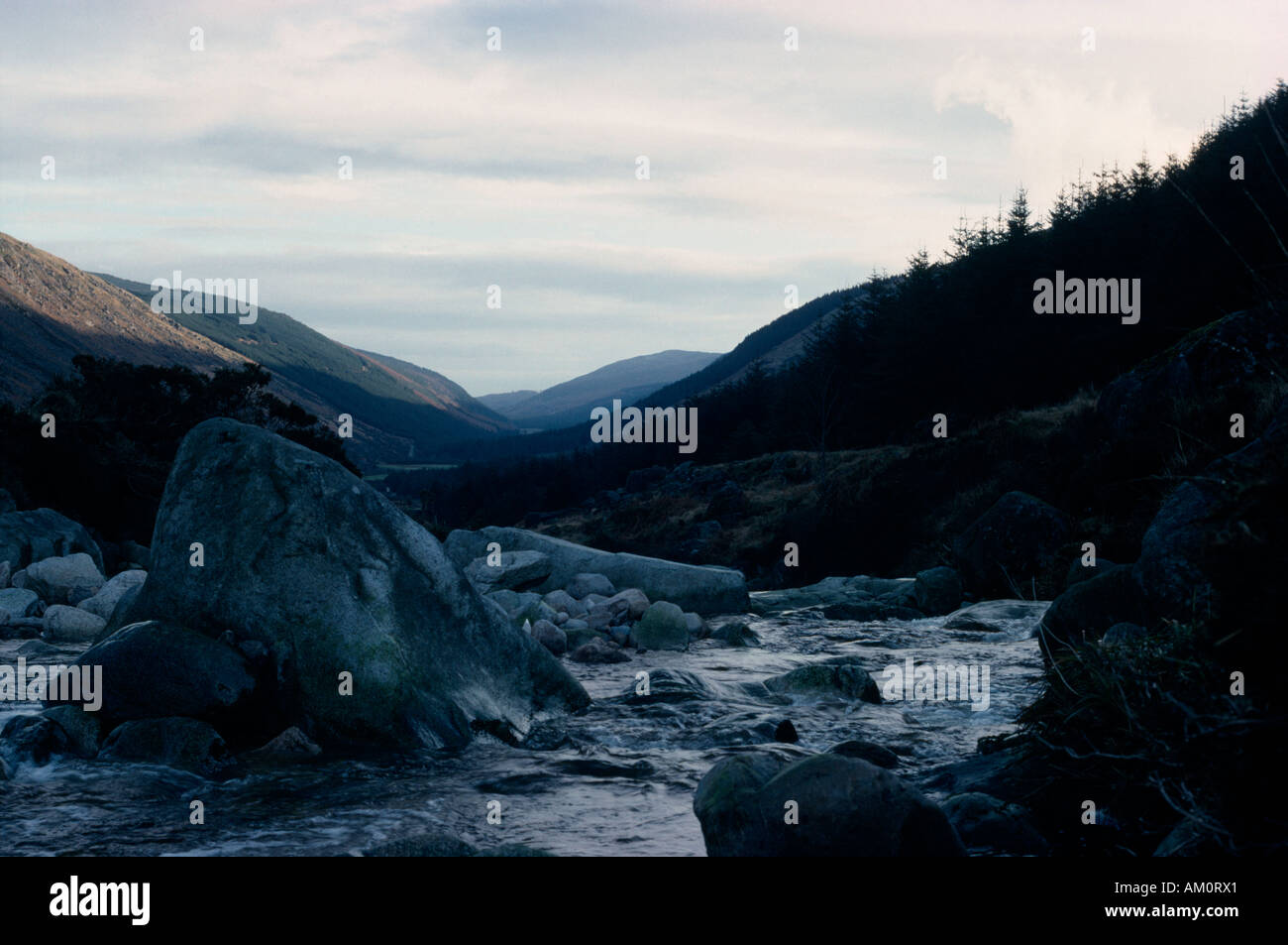 IRELAND Co Wicklow Glenmalure Valley Wicklow Mountains in winter with ...