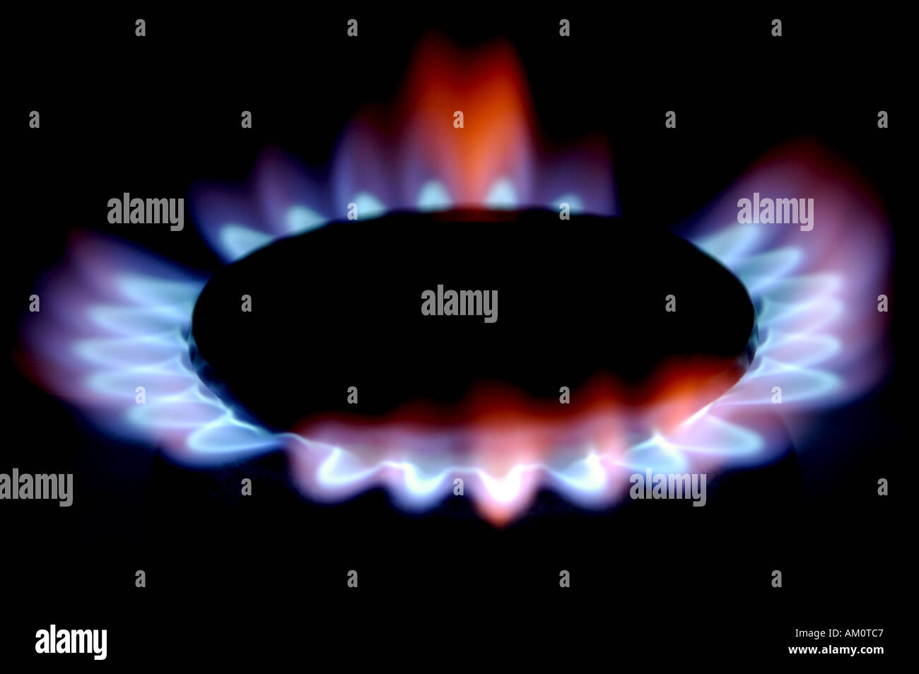 gas ring hob with black background Stock Photo - Alamy