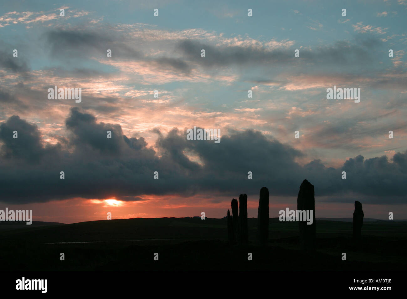 The Ring of Brodgar at sunset, Orkney, Scotland Stock Photo - Alamy