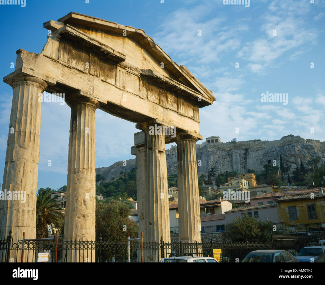 GREECE Central Athens Plaka Old ruined columns of ancient Agora with ...