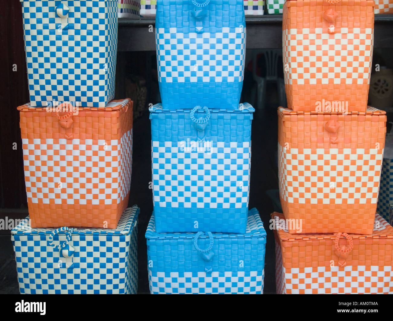 color coordinated baskets Stock Photo - Alamy