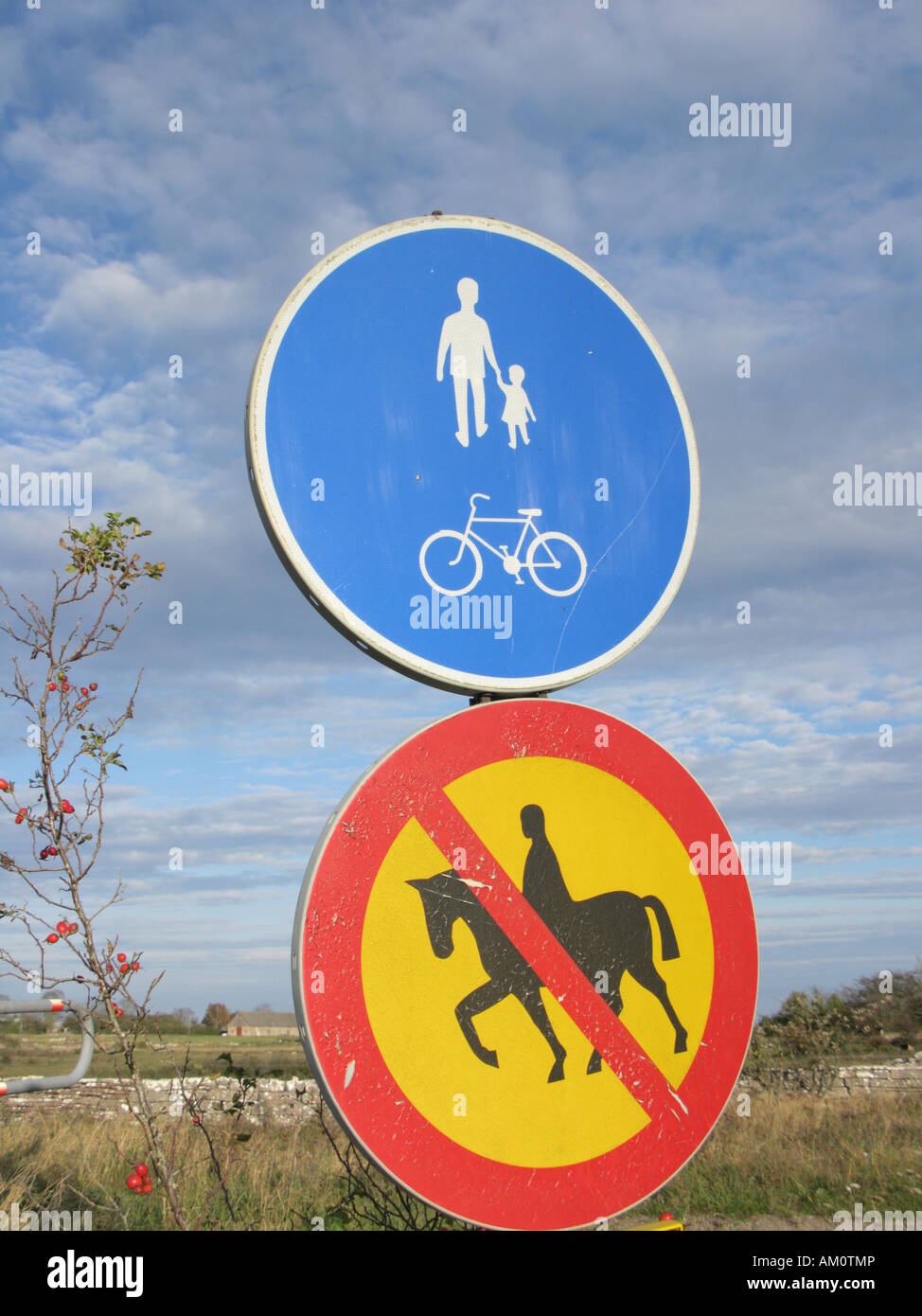 Sign. Riding prohibited Stock Photo - Alamy