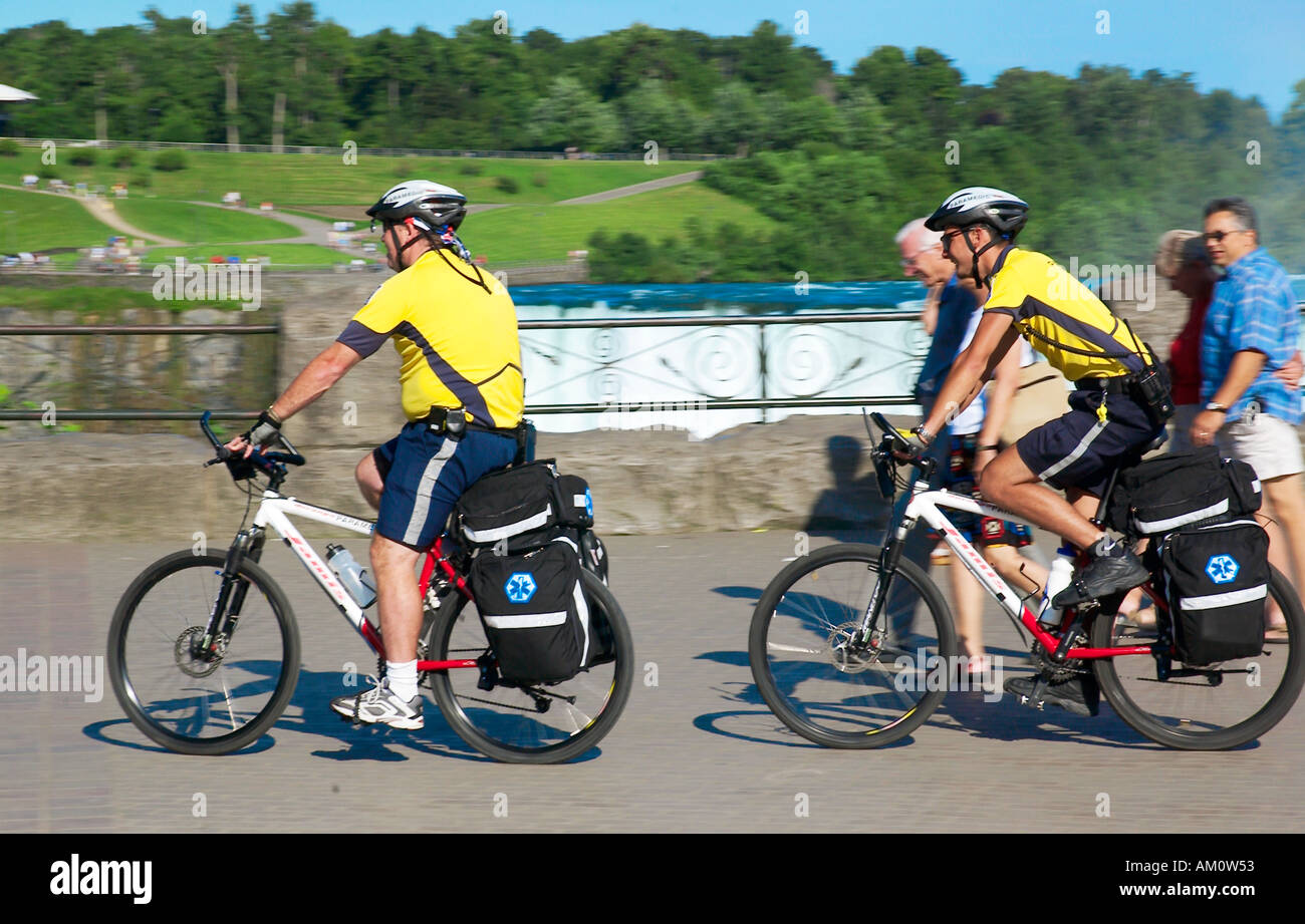 Police officers on bicycles patrolling near Niagara Falls, Canada ...
