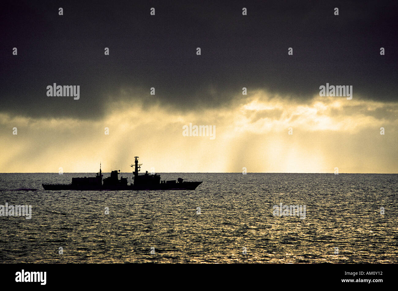 Sunrise for the British Type 23 Frigate HMS St Albans in the North ...