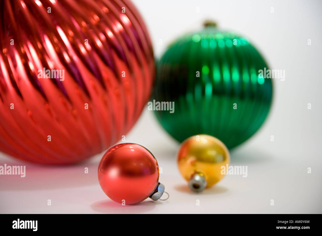 Christmas ornaments of several sizes shapes and colors Stock Photo - Alamy