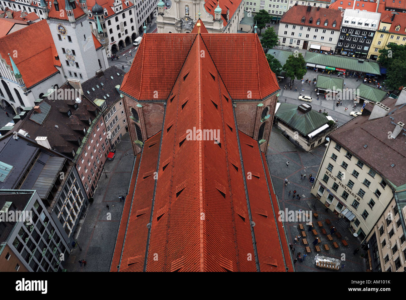 View from Saint Peter Church Tower (Alter Peter) to the roof and the ...