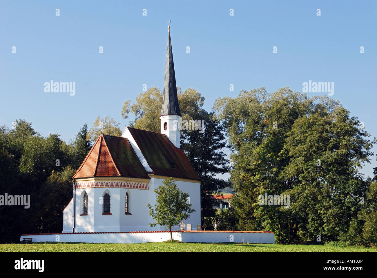 Baroque village church in Lindum near Erding, Upper Bavaria, Bavaria ...