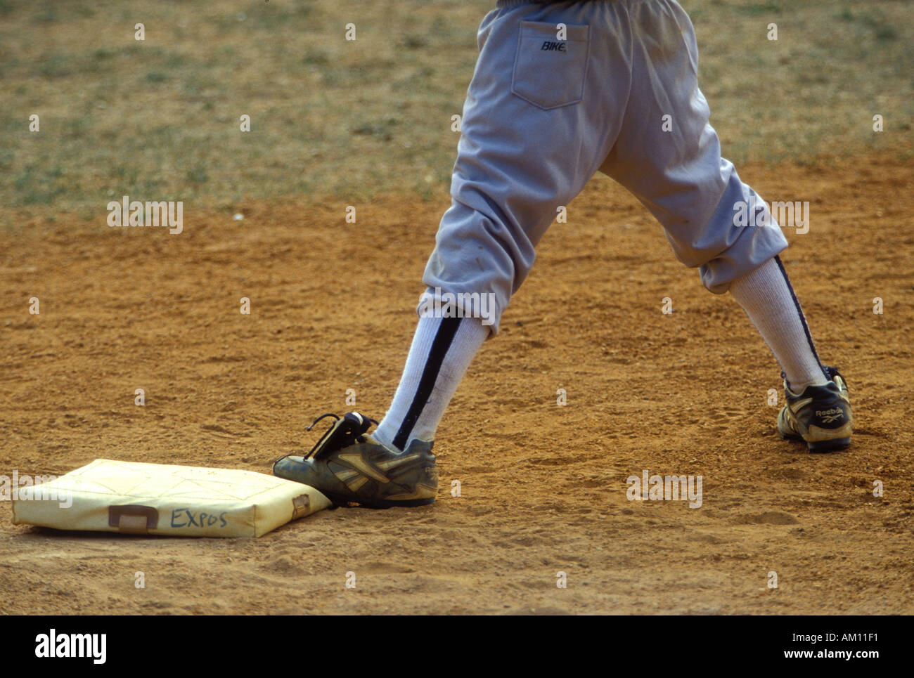Baseball Player on Base Stock Photo - Alamy