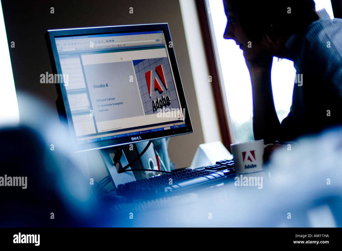 a person learning about Adobe software programmes via a Net based ...