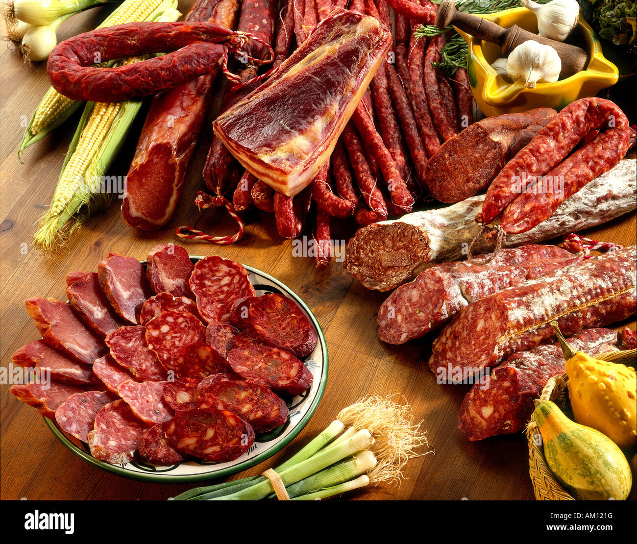 Hard smoked sausaces Stock Photo - Alamy