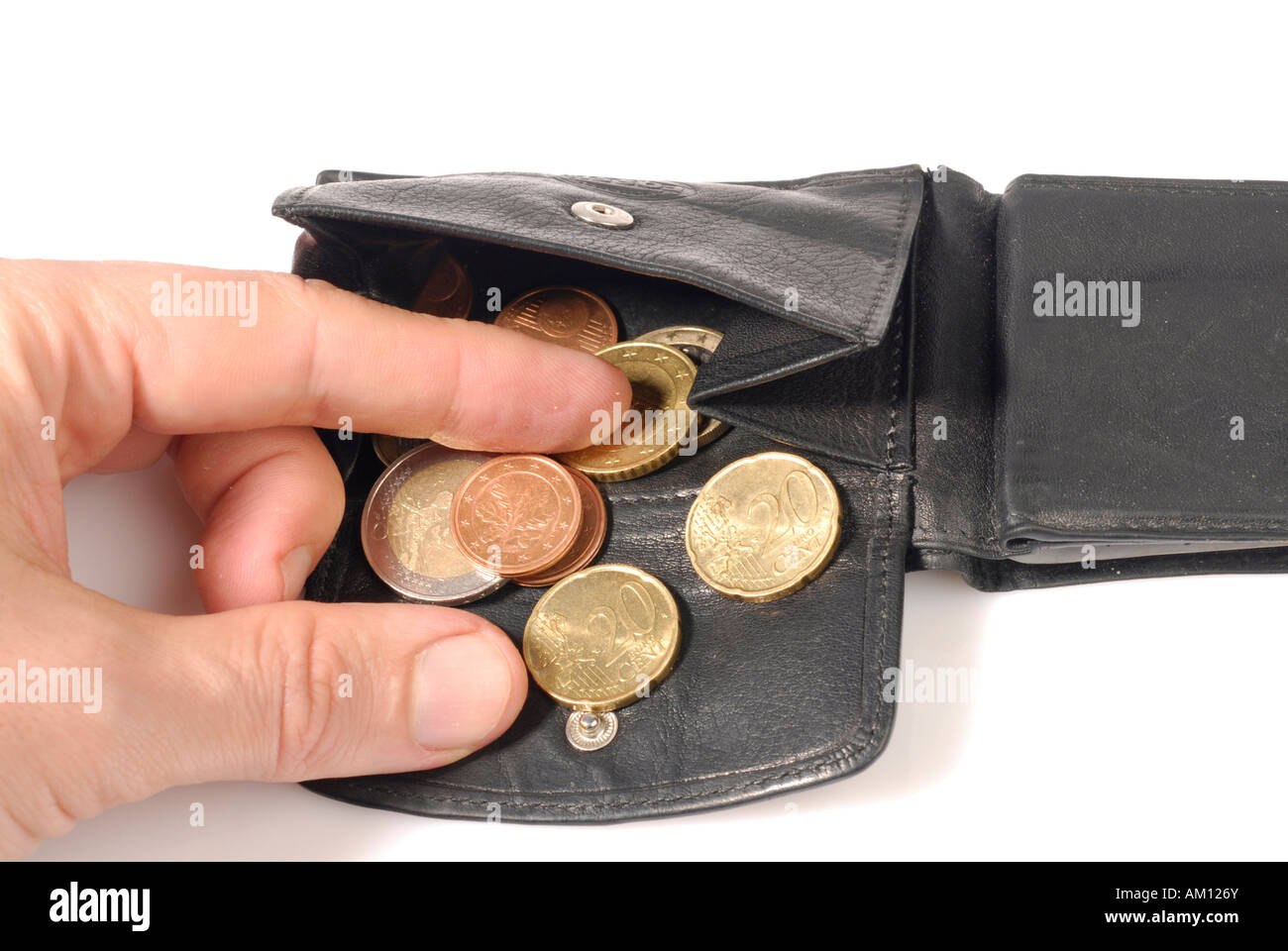 Purse with euro coins Stock Photo - Alamy