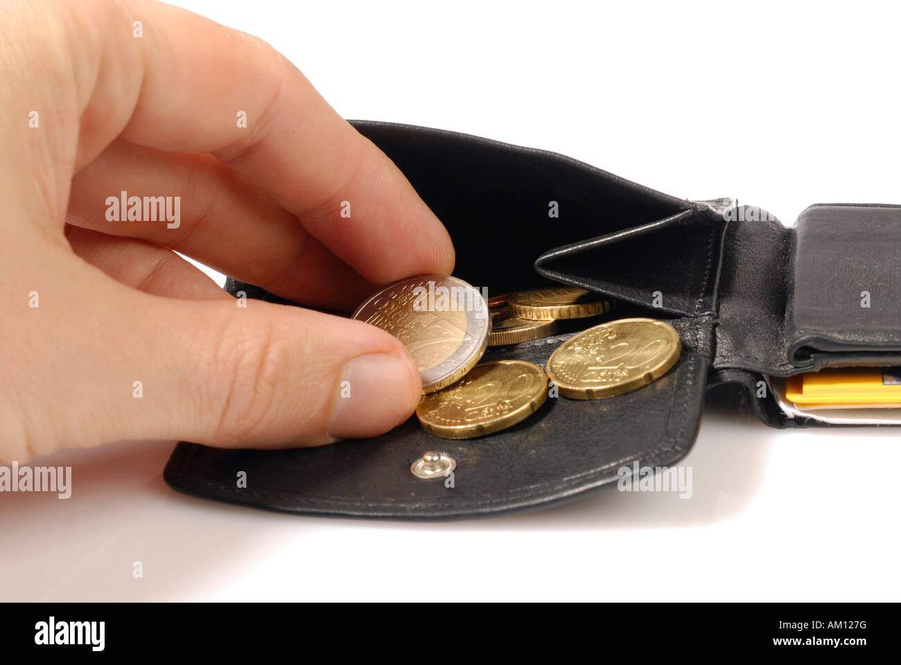 Purse with euro coins Stock Photo - Alamy