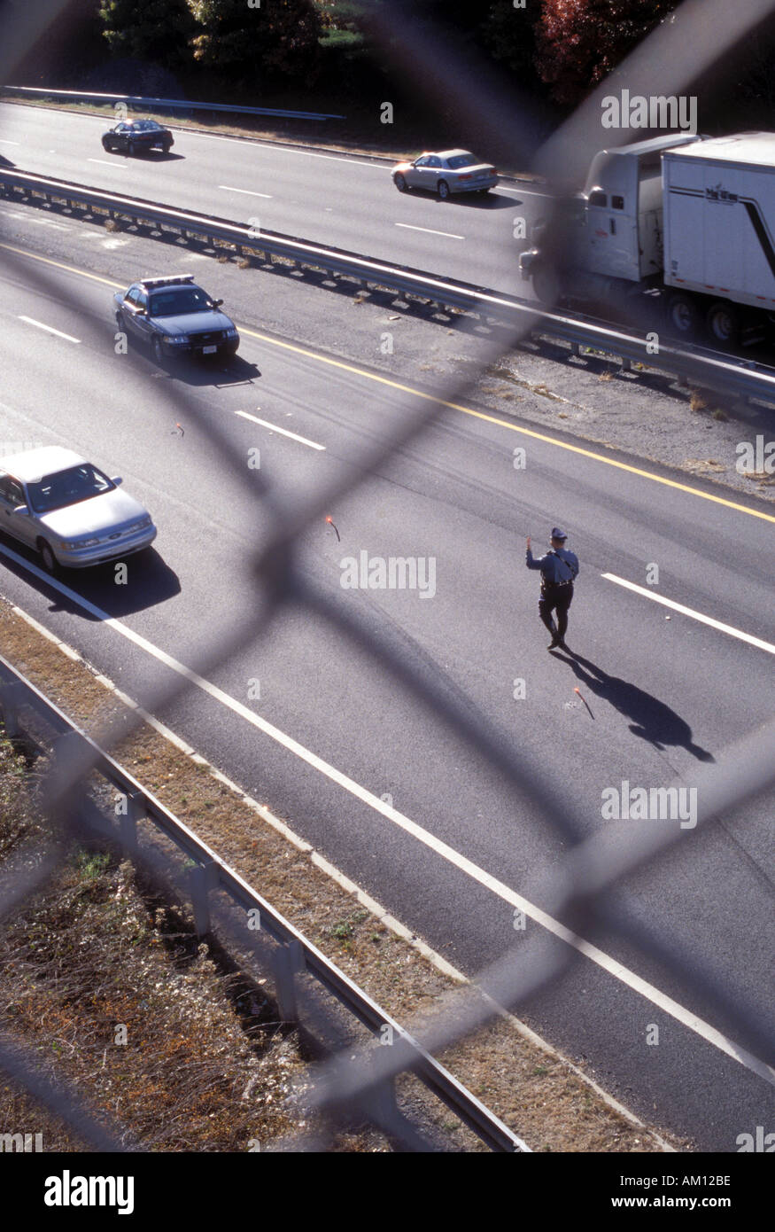 Police Taking control at Road Accident Stock Photo - Alamy