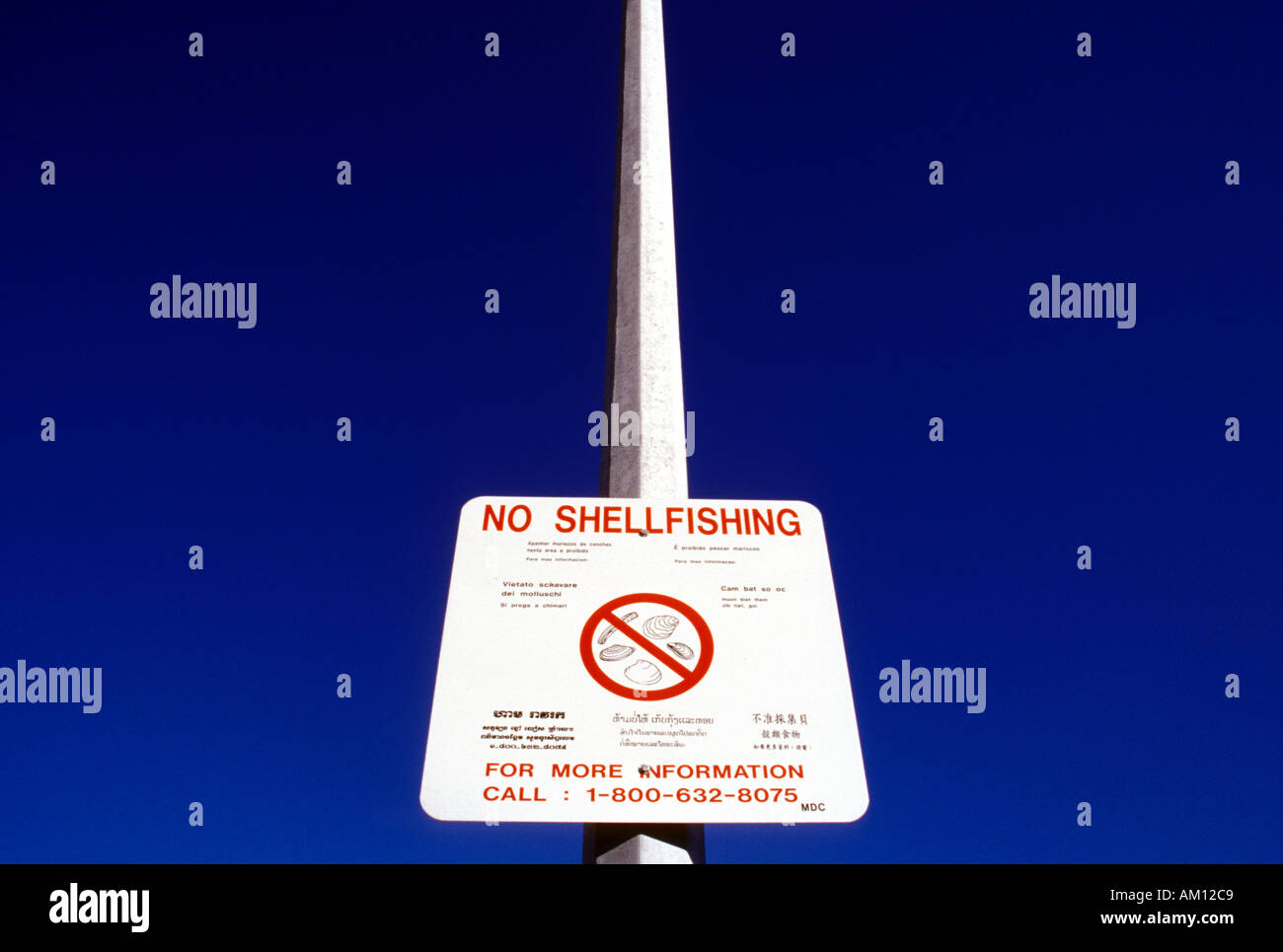 No Shellfishing Sign Stock Photo - Alamy
