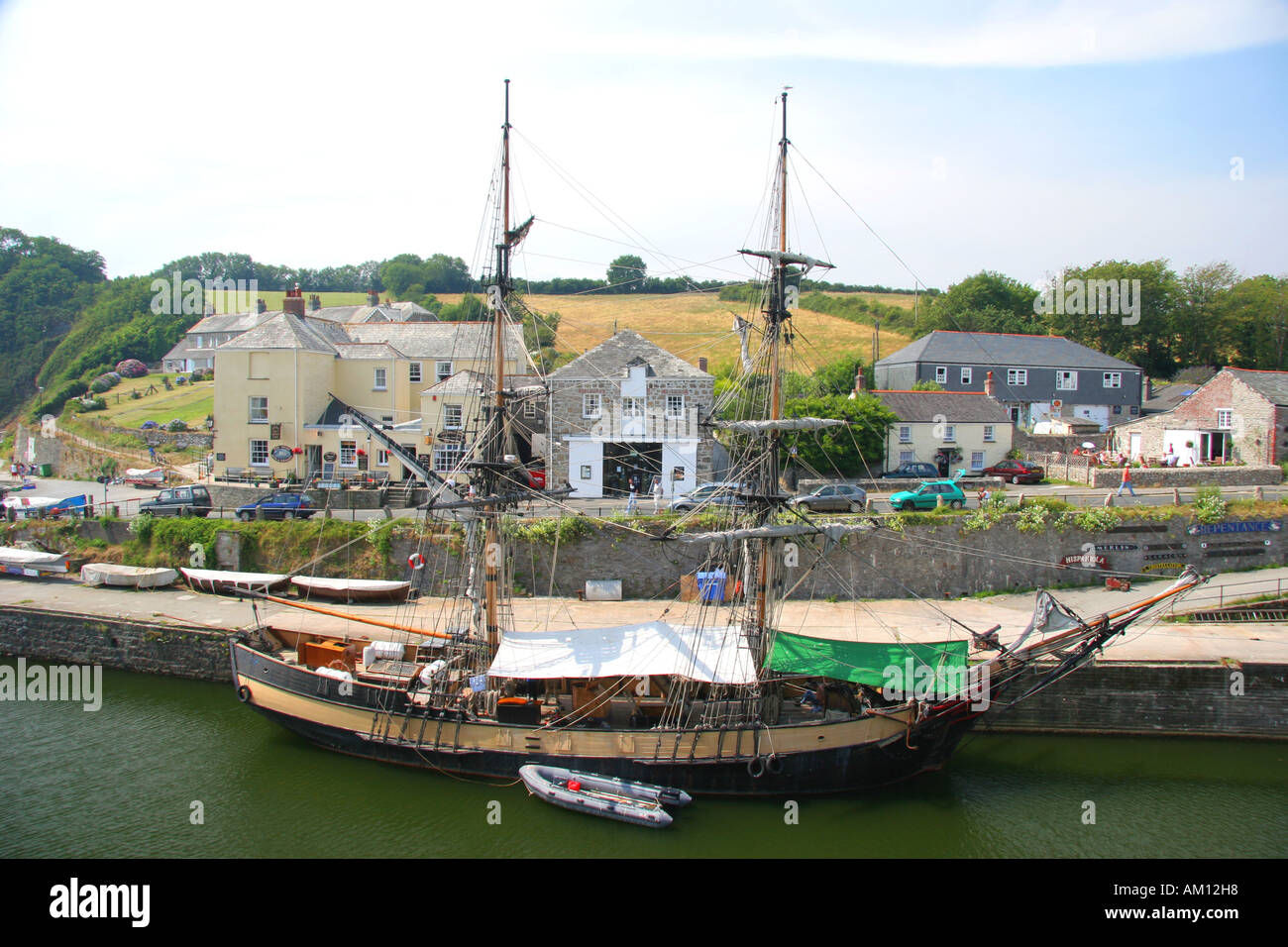 Tall ship moored at Charlestown Cornwall harbour Stock Photo - Alamy