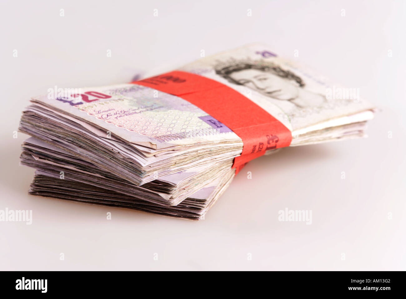 Wad of GBR Sterling £20 notes Stock Photo - Alamy