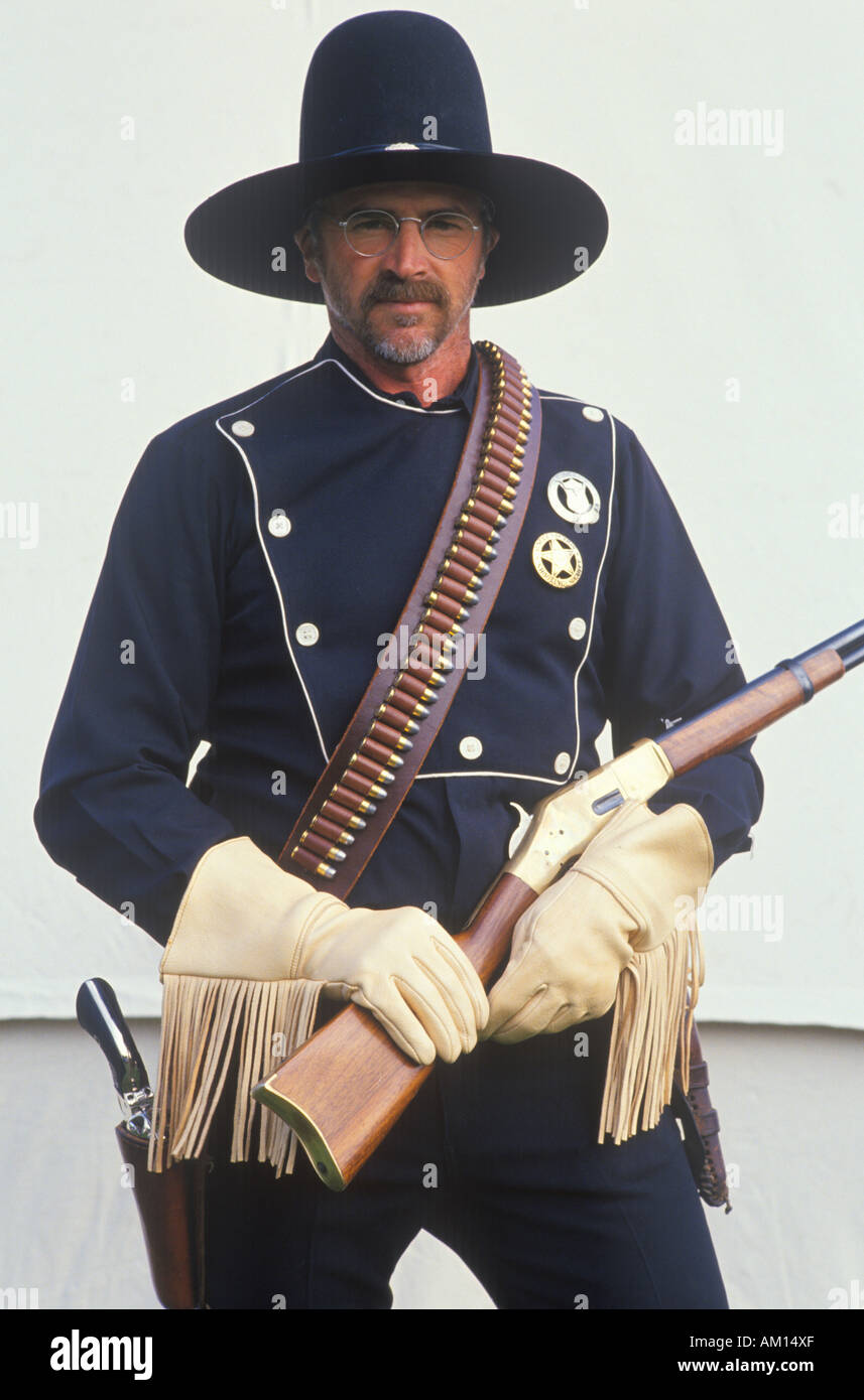 Living History participant posing as US Marshall CA Stock Photo - Alamy