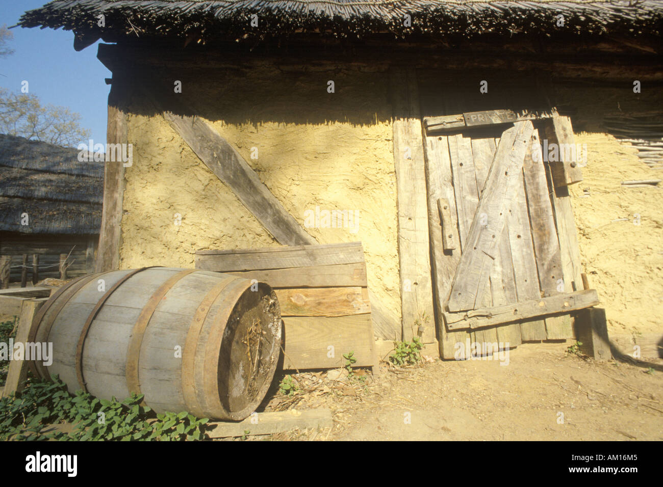 Exterior of building in historic Jamestown Virginia site of the first ...