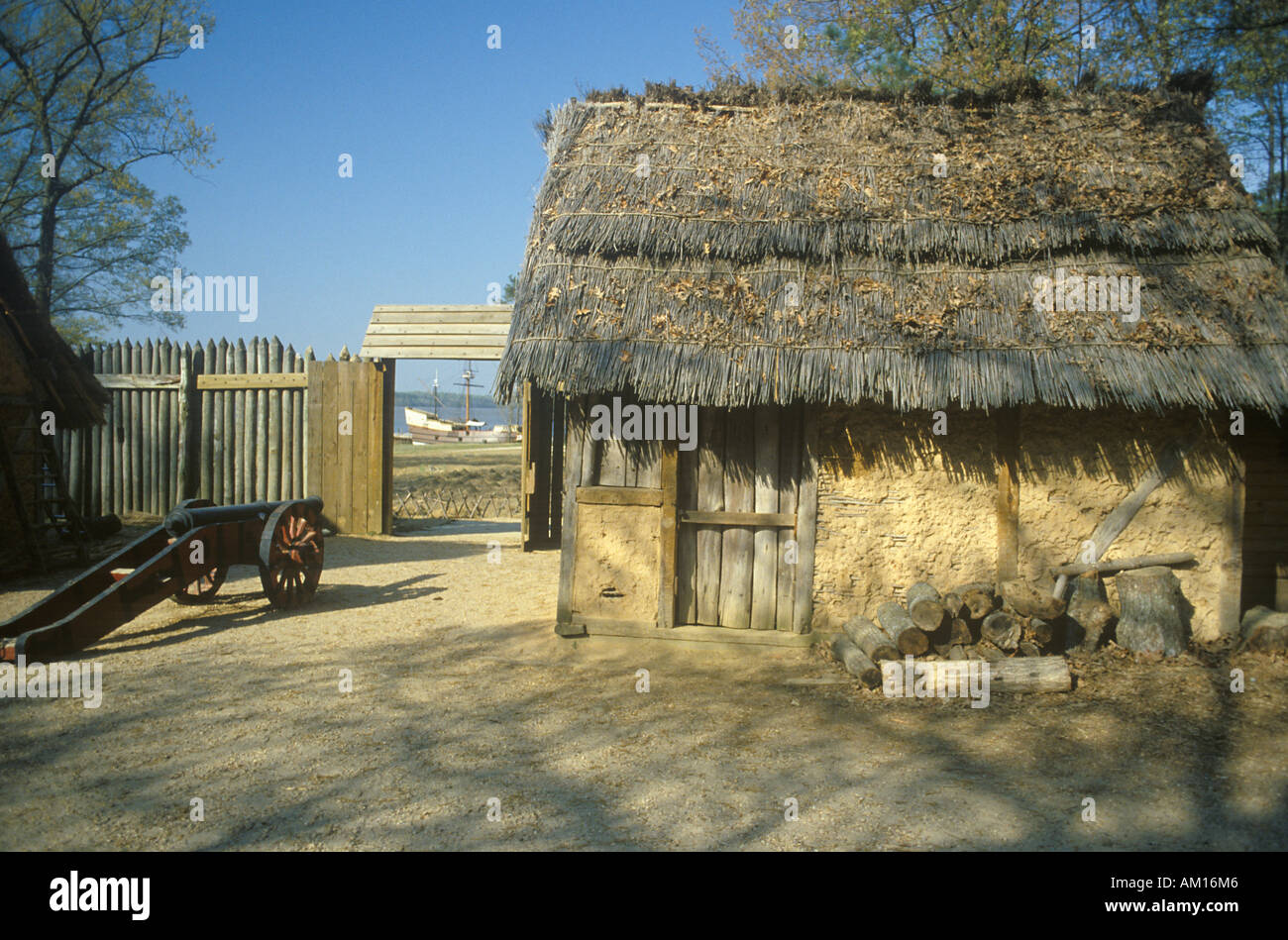 Exterior of building in historic Jamestown Virginia site of the first ...