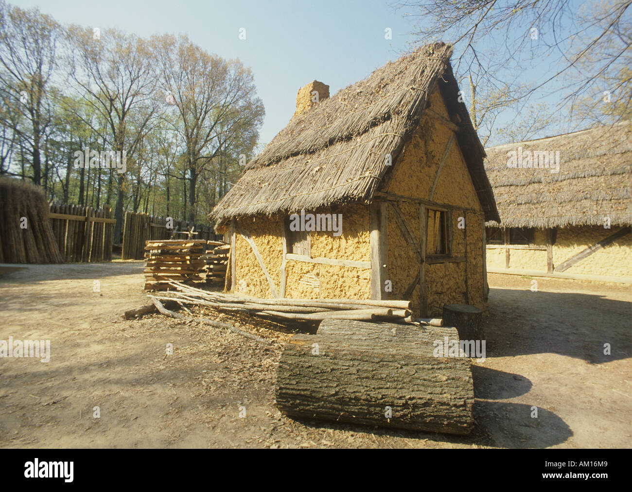 Exterior of building in historic Jamestown Virginia site of the first ...