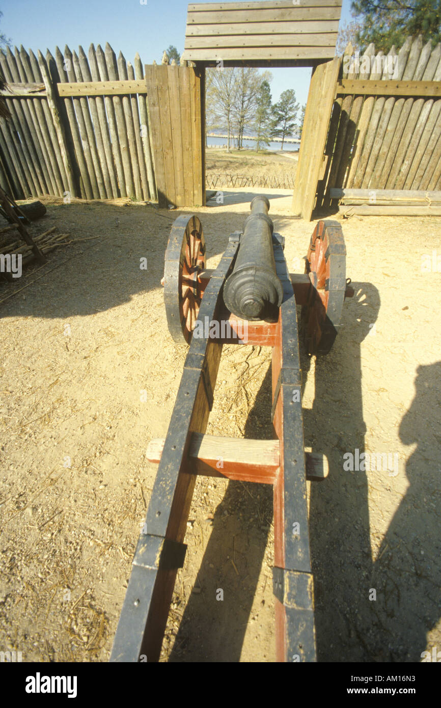 Exterior of building with cannon in historic Jamestown Virginia site of ...